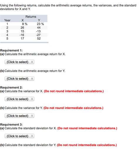 Solved Using The Following Returns Calculate The Arithmetic