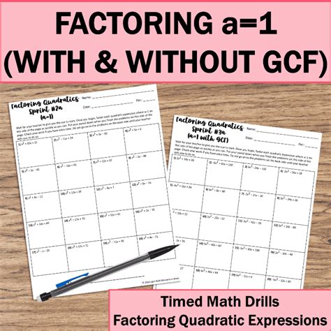 Factoring Quadratic Expressions Timed Math Drills For Fluency Sprints Editable Light Bulb