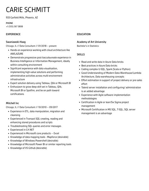Data Consultant Resume Samples Velvet Jobs