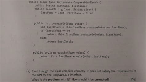 Java Whats The Requirements Of The Api For The Comparable Interface