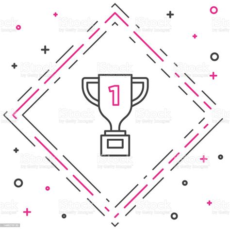 흰색 배경에 격리 된 라인 어워드 컵 아이콘 우승자 트로피 기호 챔피언십 또는 경쟁 트로피 스포츠 성취 기호 다채로운 개요 개념 벡터 1위에 대한 스톡 벡터 아트 및 기타
