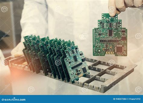Microchip Production Factory Technological Process Assembling The Board Chip Professional
