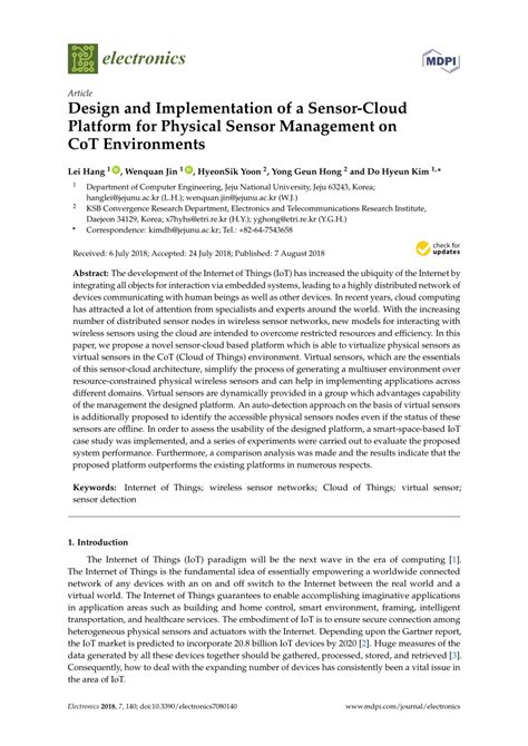 PDF Design And Implementation Of A Sensor Cloud Platform For Physical Sensor Management On CoT