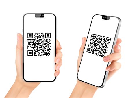 Hand Holding The Black Smartphone Device With A Qr Code On A Touching