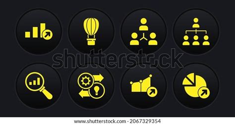 Set Magnifying Glass Analysis Hierarchy Organogram Stock Vector Royalty Free 2067329354