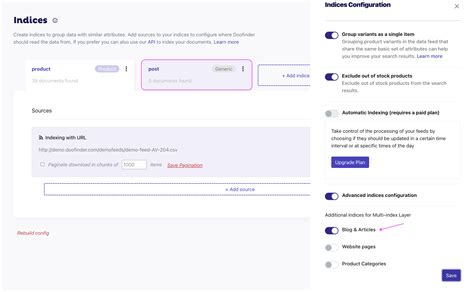 Multi Indices Indices Doofinder