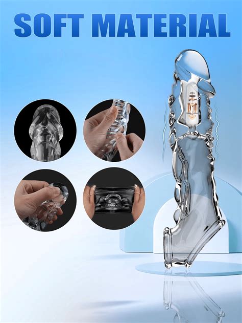 Men S Reusable Penis Sleeve With Vibrator Penis Ring 6 39 Inch Clear Penis Ring Extender
