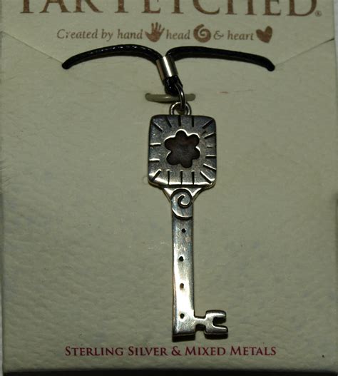 Sterling Silver And Mixed Metals Key Pendant On Black Cord Necklace By