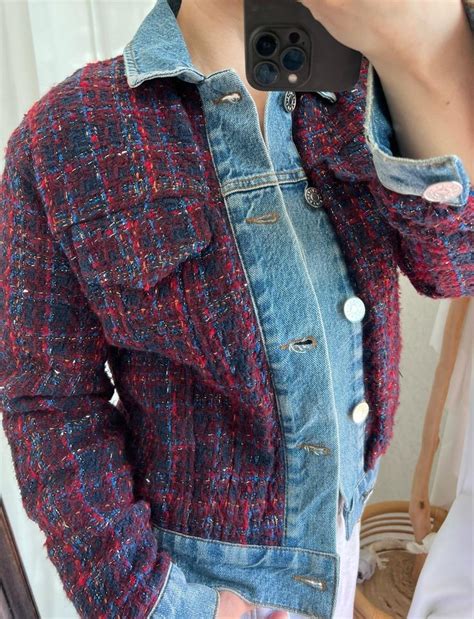 정품 산드로 데님 트위드 자켓 헬로마켓