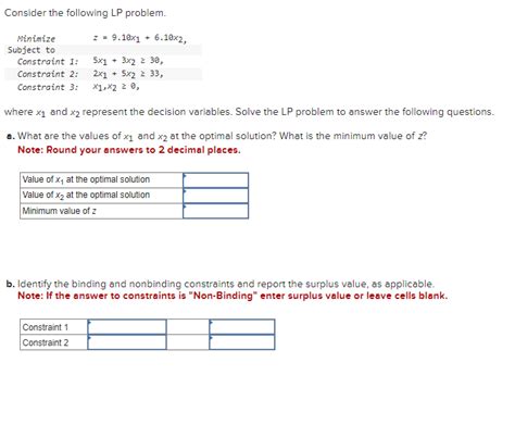 Solved Consider The Following Lp Problem Where X1 And X2