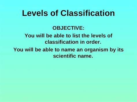 Ppt Levels Of Classification 2010 Dokumentips