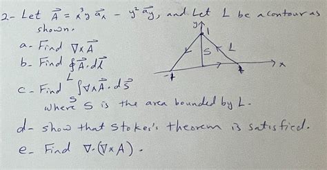 solved 2 let a x3yax−y2ay and let l be a contour as shown