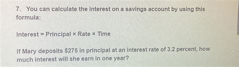 Solved You Can Calculate The Interest On A Savings Account Chegg Com