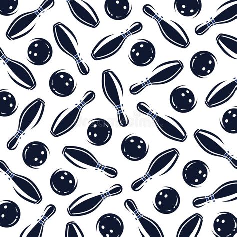 Bowling Pattern Background Set Collection Icon Bowling Stock Image