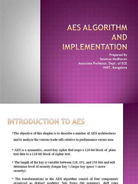 Aes Algorithm And Implementation Pdf Computer Architecture Computing