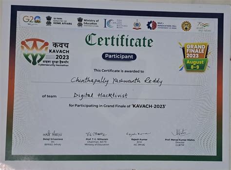 Yashwanth Reddy Chinthapally On Linkedin Kavach2023 Hackathon