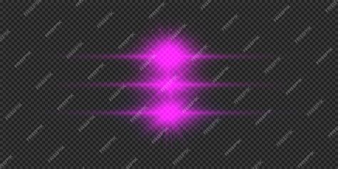 렌즈 플레어의 보라색 수평 빛 효과 세트 프리미엄 벡터