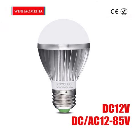 หลอดไฟ Led Dc12v 15w 12w Dcac24v 9w 6w 3w E27 สีขาวเย็น สําหรับตั้ง