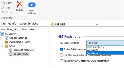 How To Set The Aspnet Version For A Website Or Application