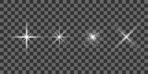 현실적인 글로우 샤인 스타 컬렉션 빔 효과 세트 프리미엄 벡터