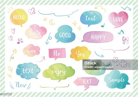 만화 연설 거품의 집합입니다 벡터 일러스트레이션 및 그래픽 요소입니다 수채화에 대한 스톡 벡터 아트 및 기타 이미지 수채화 풍선 개체 그룹 Istock