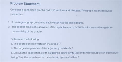 Solved Problem Statement Consider A Connected Graph G With