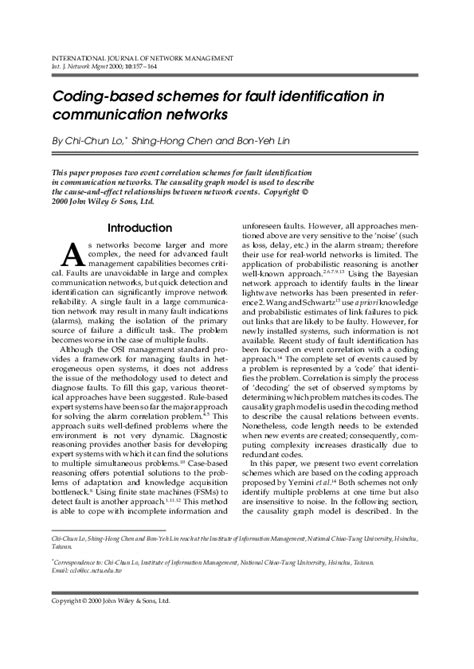 pdf coding based schemes for fault identification in communication
