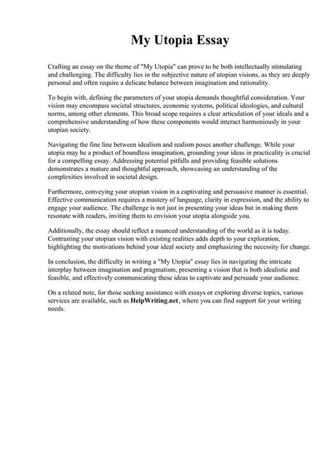 My Utopia Essaypdf