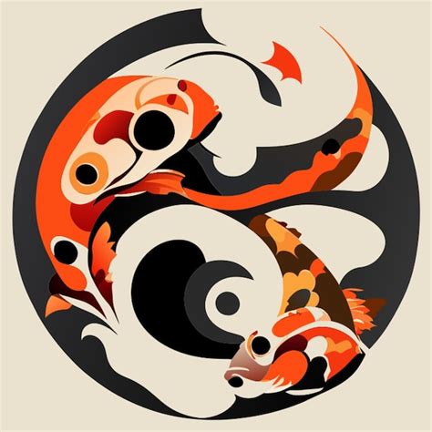 Abstract Reinterpretation Of A Japanese Koi Pond Using Watercolor And Ink Vector Illustration
