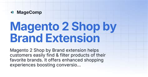 Magento 2 Shop By Brand Extension Magecomp