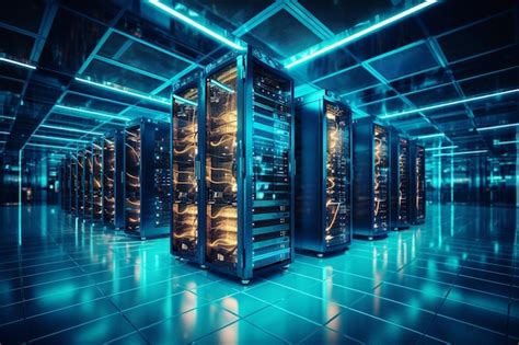 Premium Photo Data Center And Network Devices In High Performance