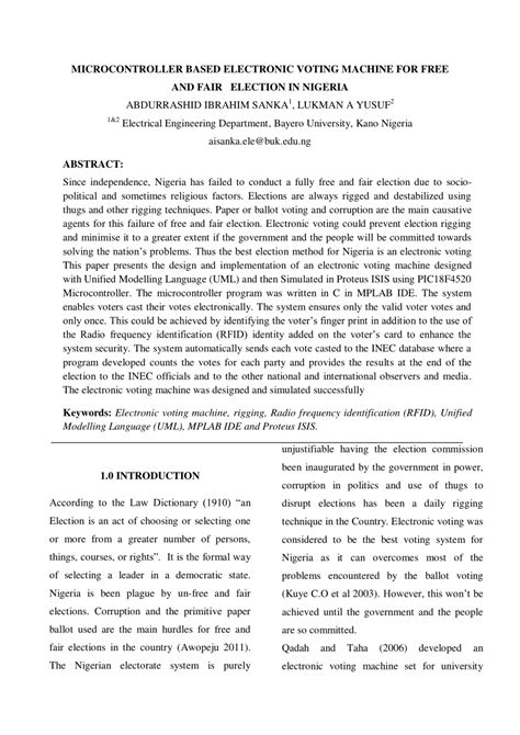 Pdf Microcontroller Based Electronic Voting Machine For Free And Fair