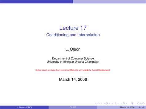 Conditioning And Interpolation Lecture Slides Cs 257 Docsity
