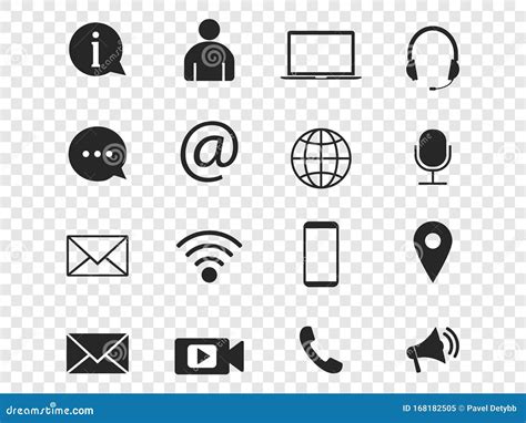 Contact Icon Set Vector Illustrations Flat Design Stock Illustration