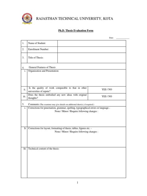 Phd Thesis Evaluation Form Pdf