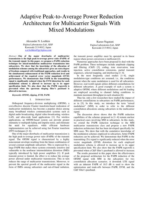 Pdf Adaptive Peak To Average Power Reduction Architecture For