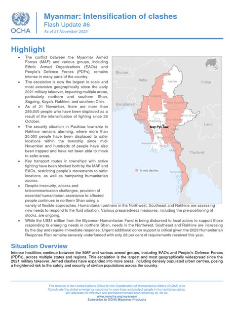 Myanmar Intensification Of Clashes Flash Update 6 As Of 21 November