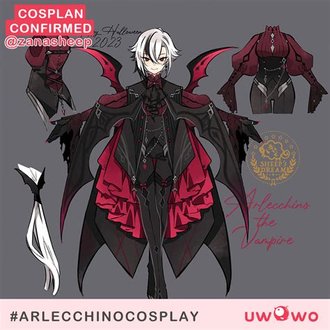 【confirmed】uwowo Genshin Impact Fanart The Knave Arlecchino Devil Vamp Uwowo Cosplay
