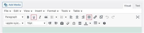 How To Add Underline And Justify Text Buttons In Wordpress