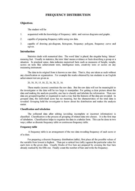 Psychological Statistics Frequency Distribution Introduction To