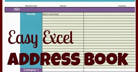 Laura S Plans Easy Excel Address Book Template