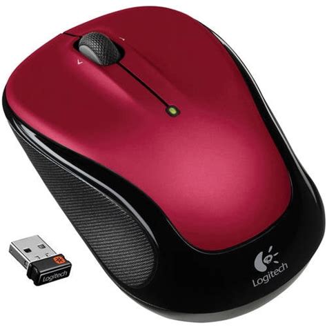 Logitech M Full Size Ergonomic Wireless Optical Usb Mouse With Laptop Receiver Red