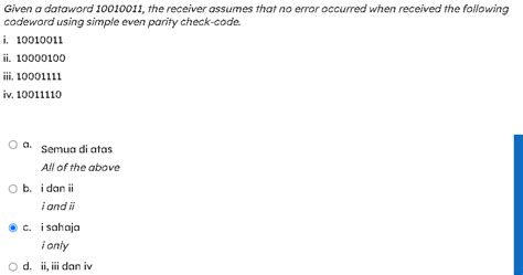 Solved Given A Dataword 10010011 The Receiver Assumes That