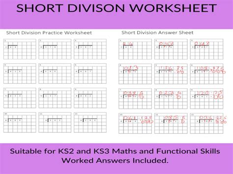 Short Division Practice Worksheet Worksheets Library