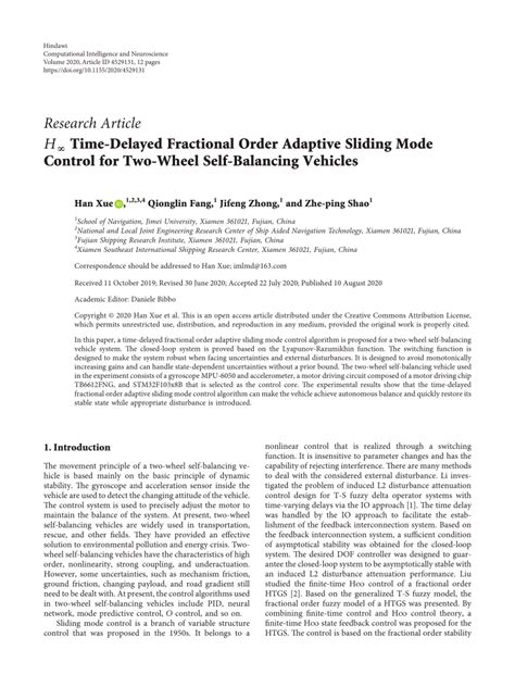 Pdf H ∞ Time Delayed Fractional Order Adaptive Sliding Mode Control