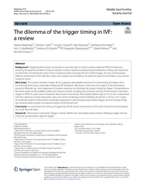 Pdf The Dilemma Of The Trigger Timing In Ivf A Review