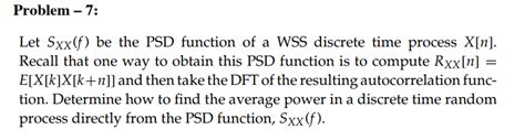 Solved Let SXX F Be The PSD Function Of A WSS Discrete Time Chegg Com