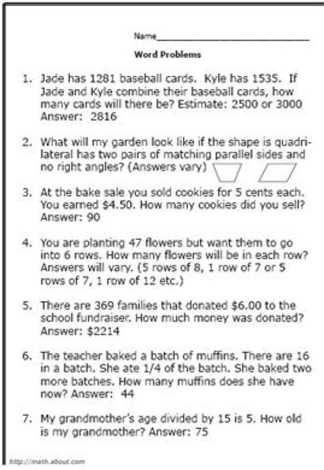 Grade 3 Math Word Problems