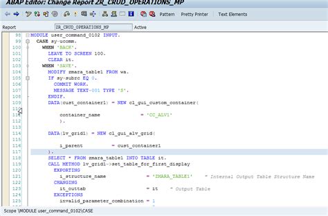 Sap Abap Central Crud Operations In Module Pool