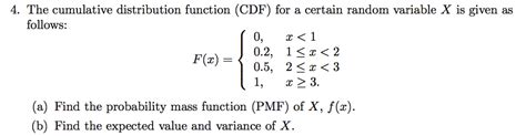 Solved The Cumulative Distribution Function Cdf For A